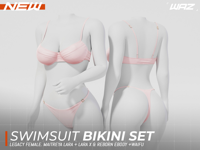 Second Life Marketplace - WAZ - Swimsuit Bikini Set (Rose)